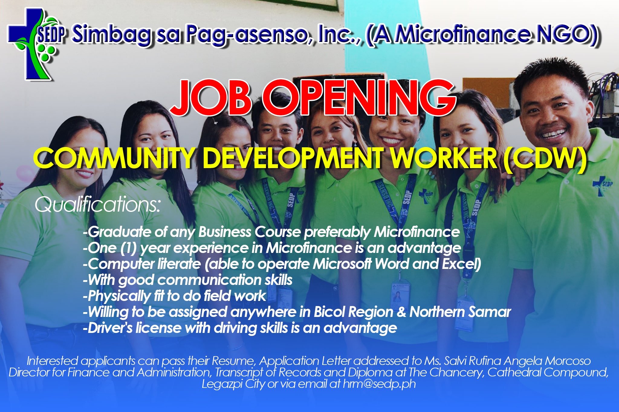 SEDP opens vacancies for Community Development Workers